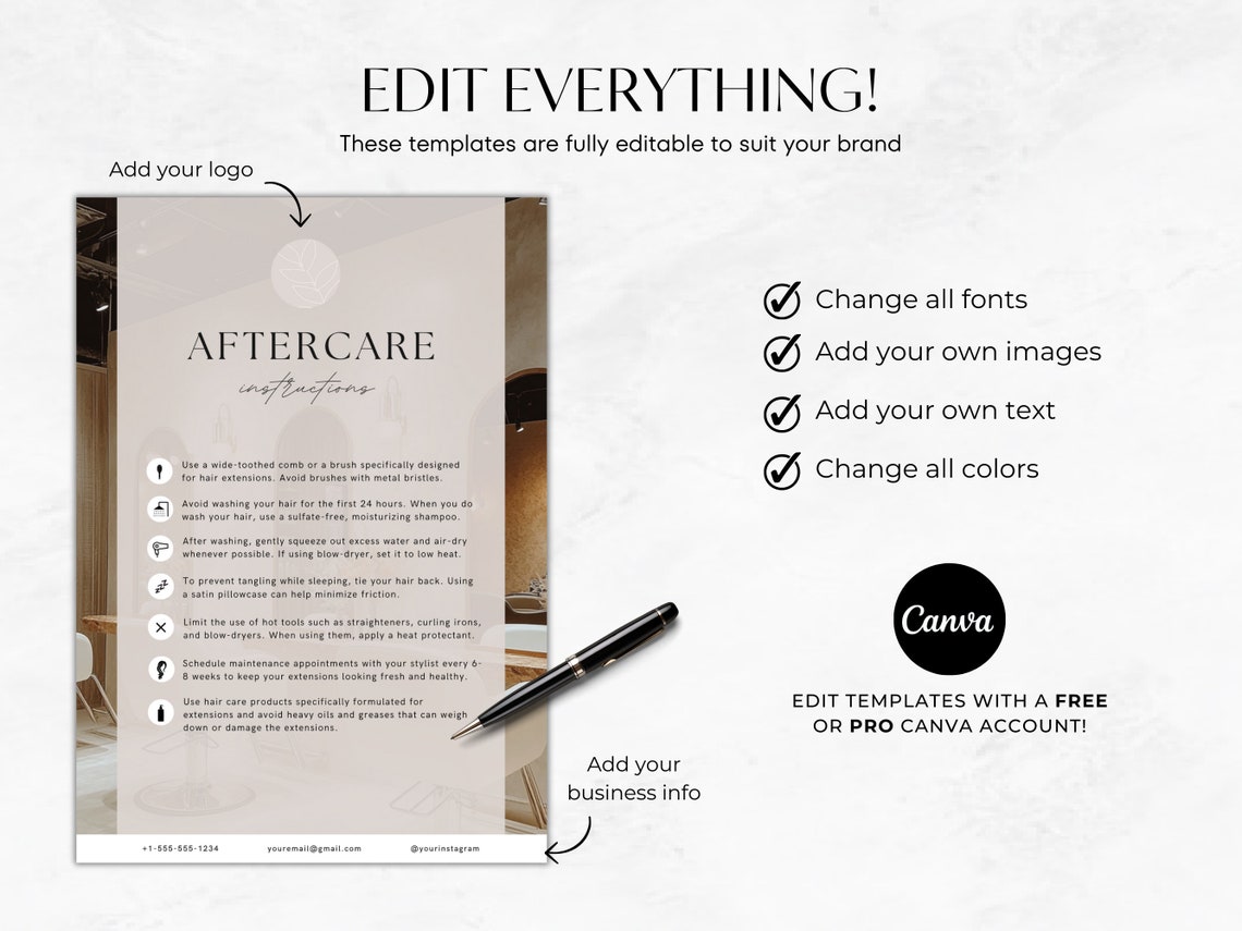 Editable Hair Extensions Contract,hair Extensions Consultation Form ...