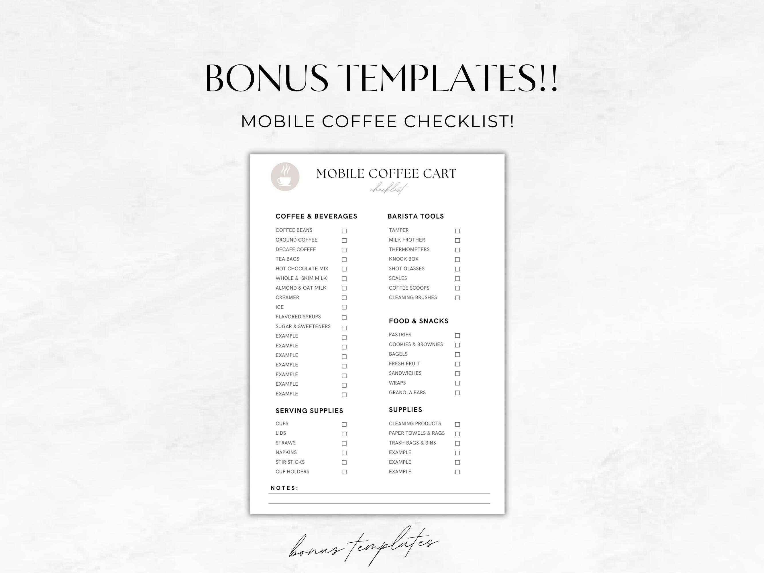 Coffee Cart Contract Template Bundle, Mobile Coffee Cart Contract ...