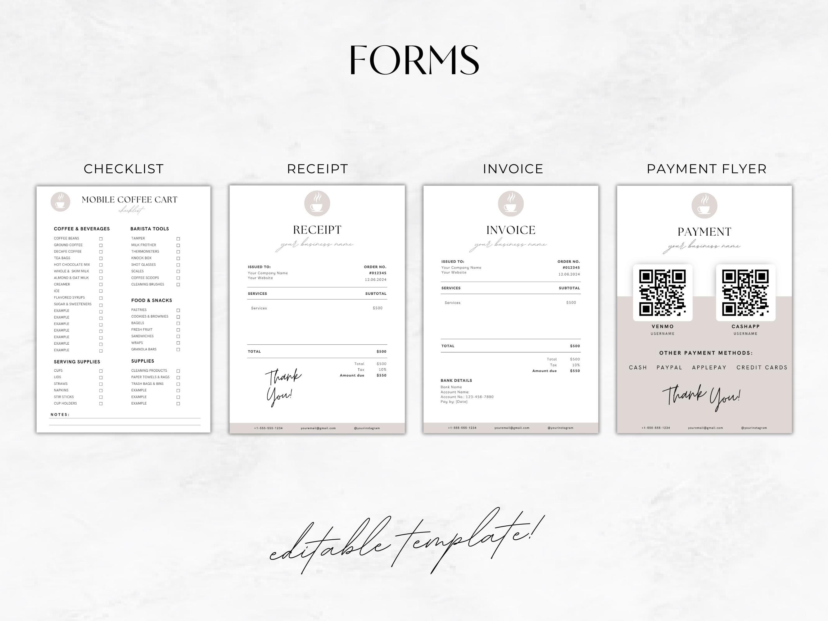 Coffee Cart Contract Template Bundle, Mobile Coffee Cart Contract ...