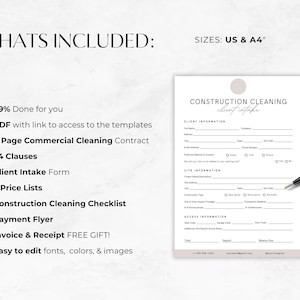 Construction Cleaning Business Forms Bundle, Editable Contract ...