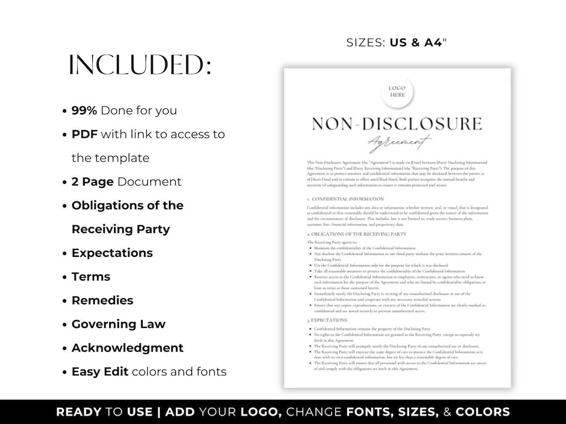 NDA Agreement Contract Template, Non Disclosure Agreement Template ...