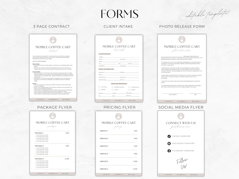 Coffee Cart Contract Template Bundle, Mobile Coffee Cart Contract ...