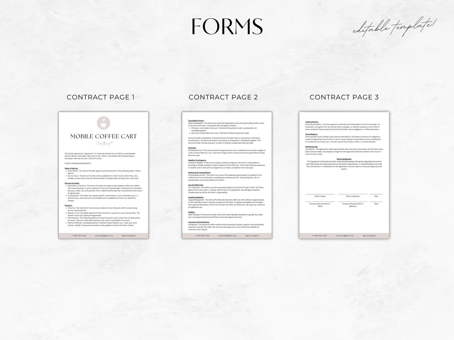 Mobile Coffee Cart Contract Template, Mobile Coffee Cart Invoice ...