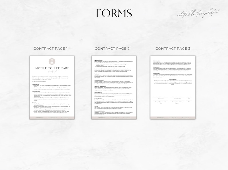 Mobile Coffee Cart Contract Template, Mobile Coffee Cart Invoice ...