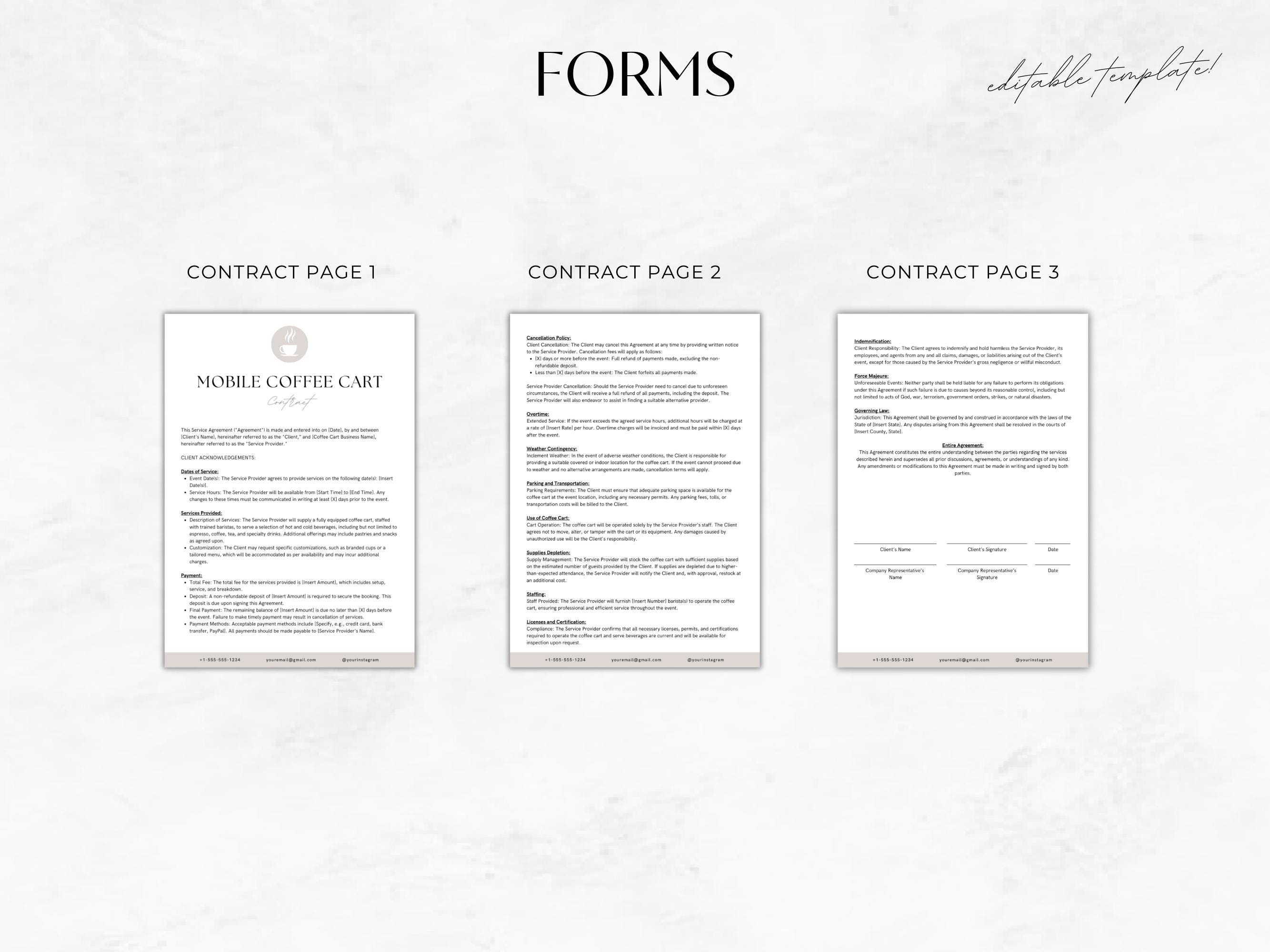 Mobile Coffee Cart Contract Template, Mobile Coffee Cart Invoice ...