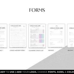 Editable Daycare Forms Contract, Daycare Starter Kit, Childcare Forms ...