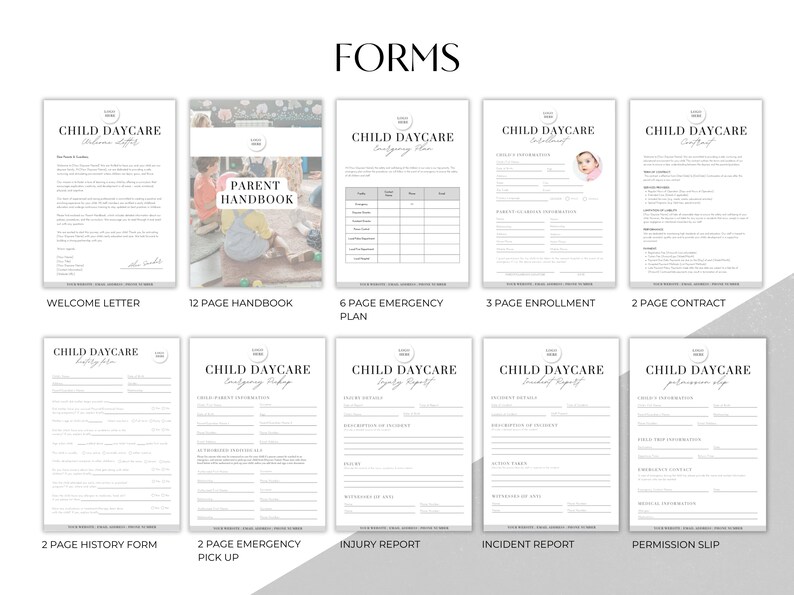 Editable Daycare Forms Bundle, Daycare Starter Kit, Childcare Forms ...