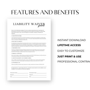 General Liability Waiver Template, Liability Form Agreement, Liability ...