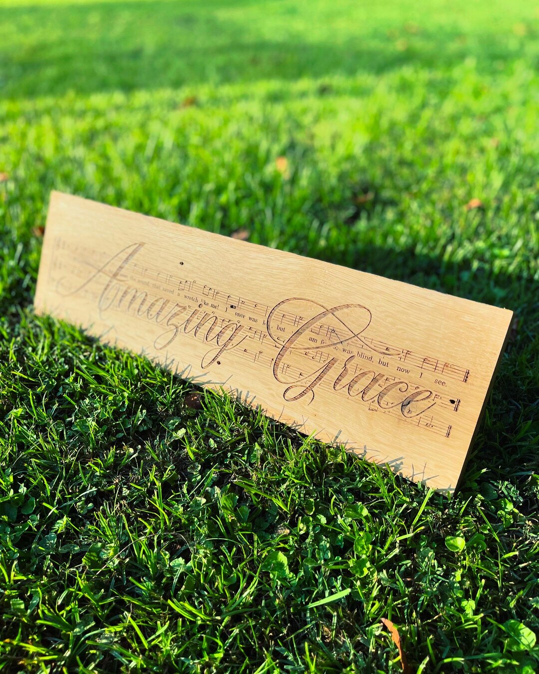 Wooden Laser Engraved “amazing Grace” Sheet Music Sign on Reclaimed Oak ...