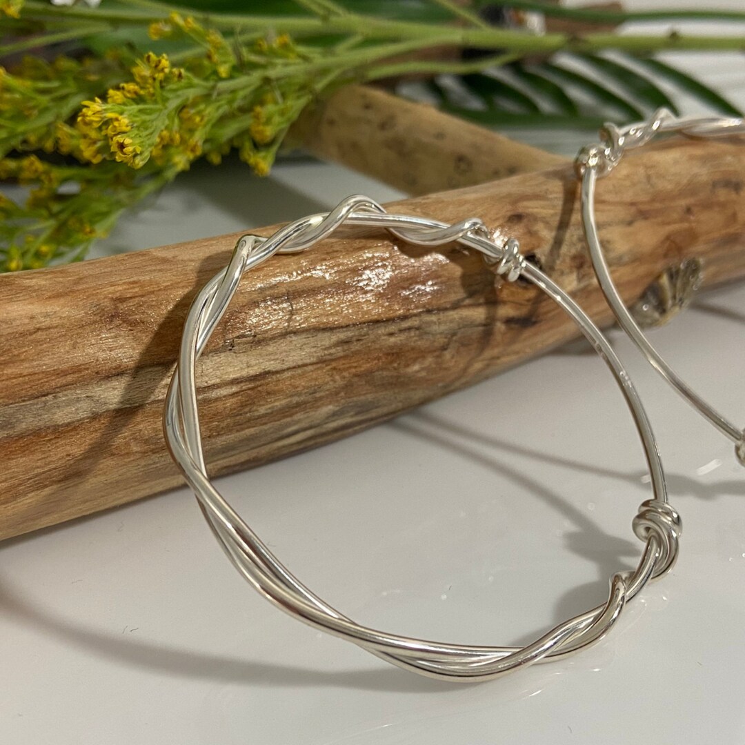 Ladies Twisted Rope Bangle | Bangle With Silver Rope 925 Sterling ...