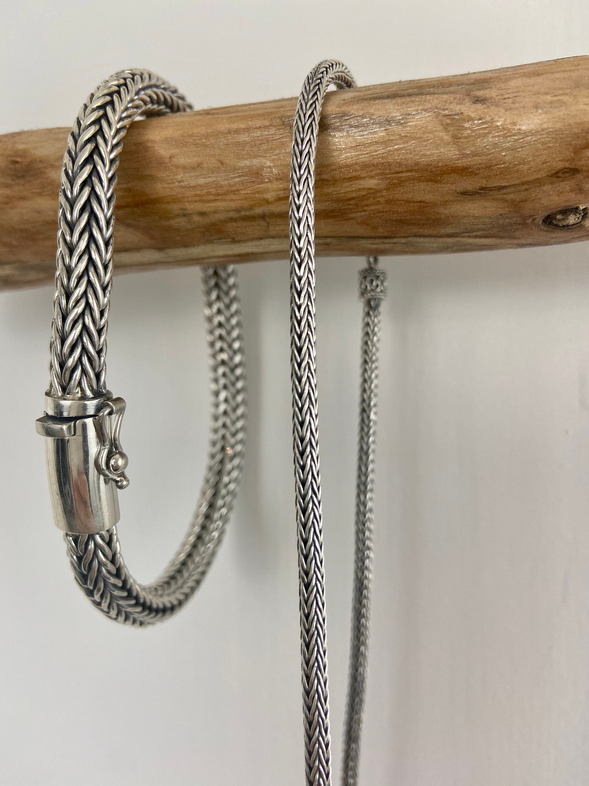 Mens Silver Chain Necklace Snake Link - Etsy