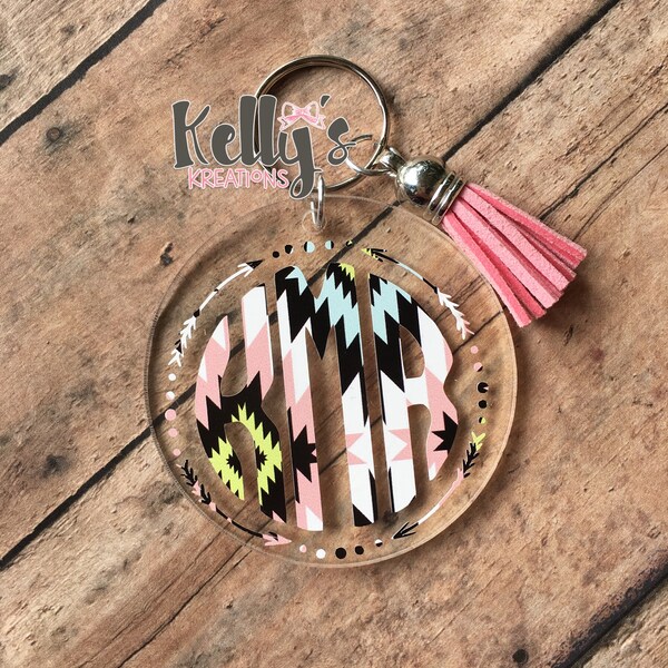 Acrylic Monogram Keychain - Etsy