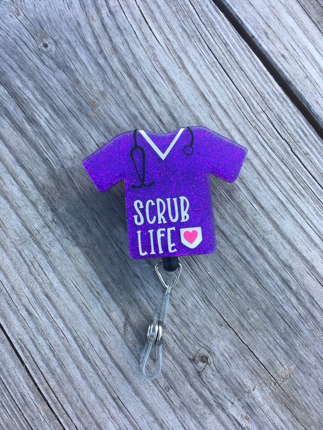 Scrub Top Badge Reel-scrub Top-badge Reel-glitter Badge Reel-clip Badge ...