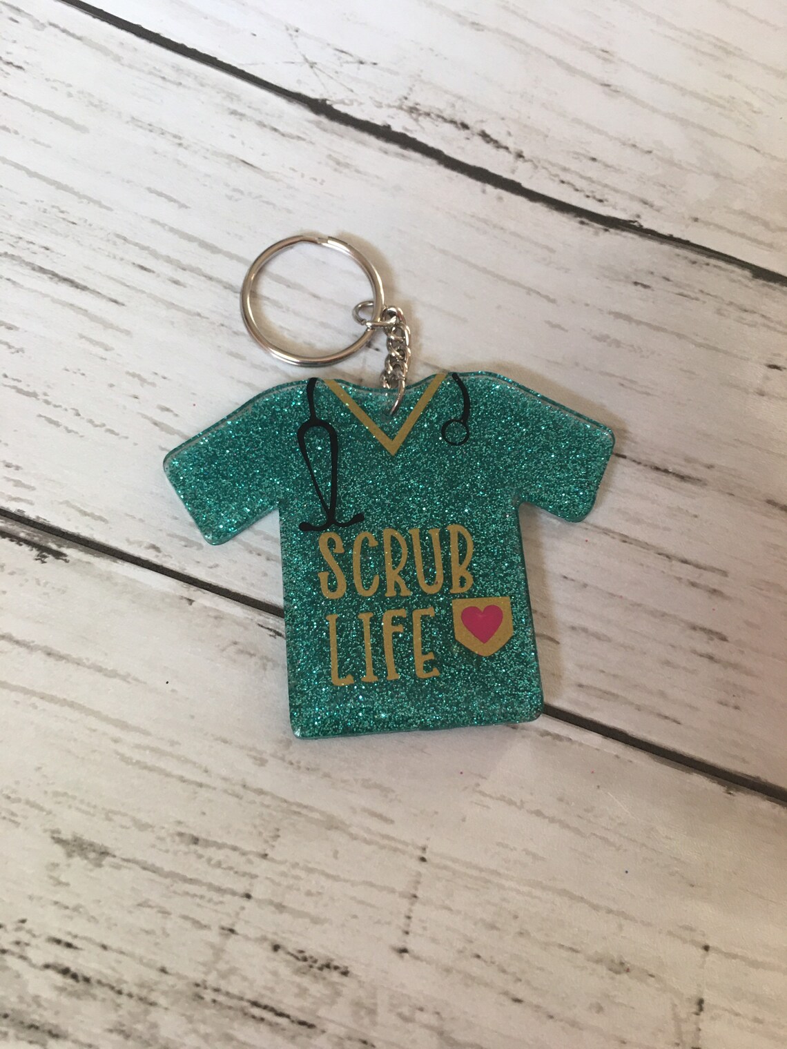 Scrub Top Keychainscrub Topglitter Keychainnurse - Etsy