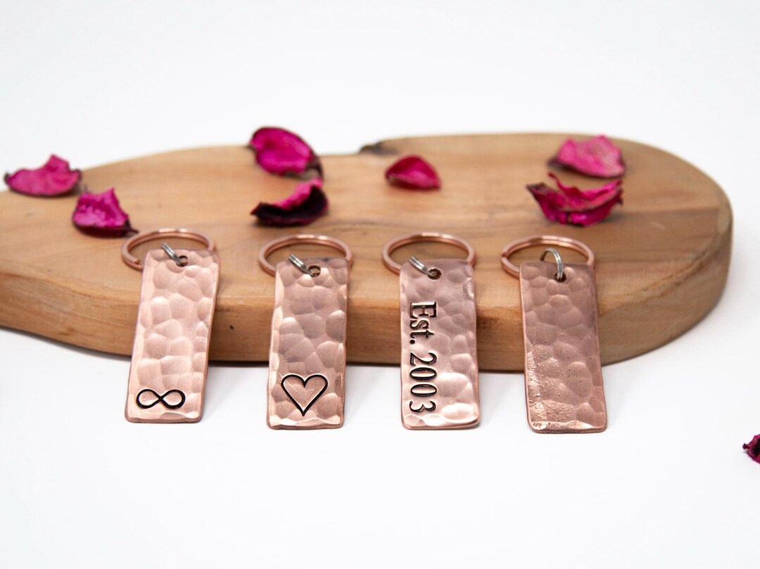 Handmade Copper 22nd Anniversary Keyring: Roman Numeral, Tally Mark, or ...