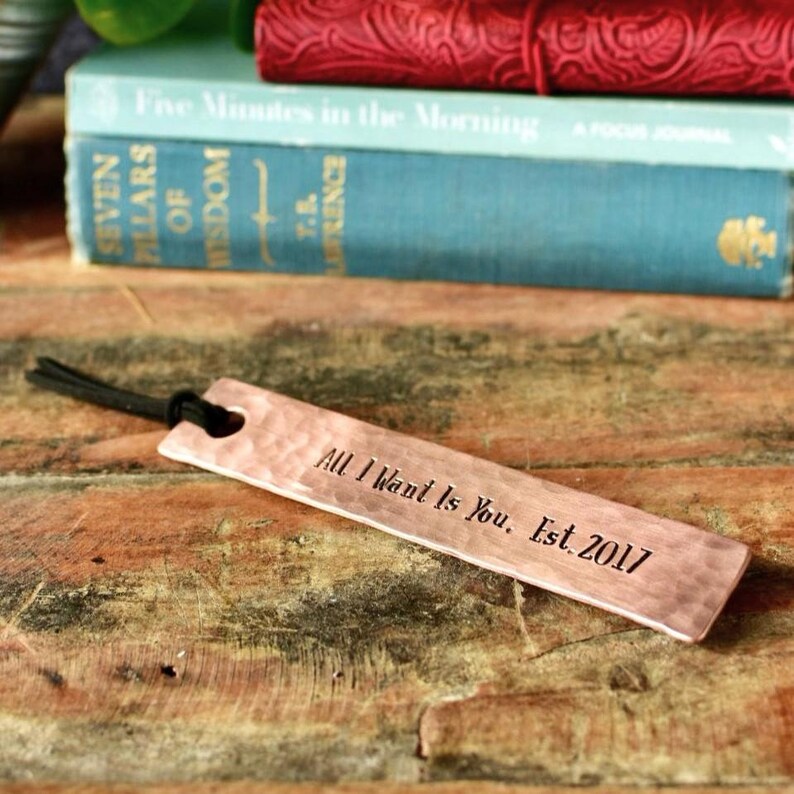 Personalized 7th Anniversary Copper Bookmark, Customised Copper Wedding ...
