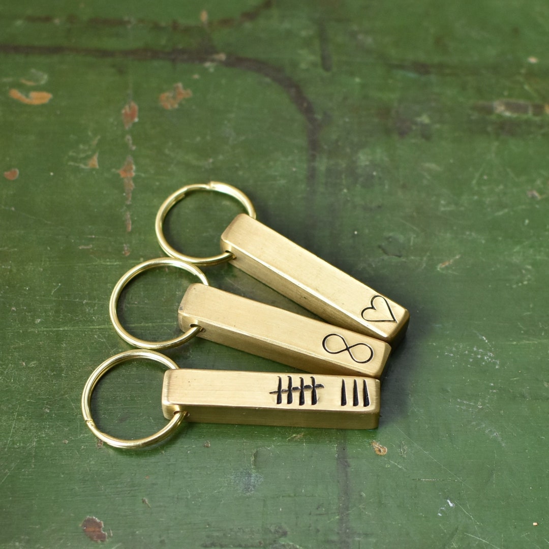 Bronze 8th Anniversary Key Ring, Gift for Couples on Their 8 Year ...