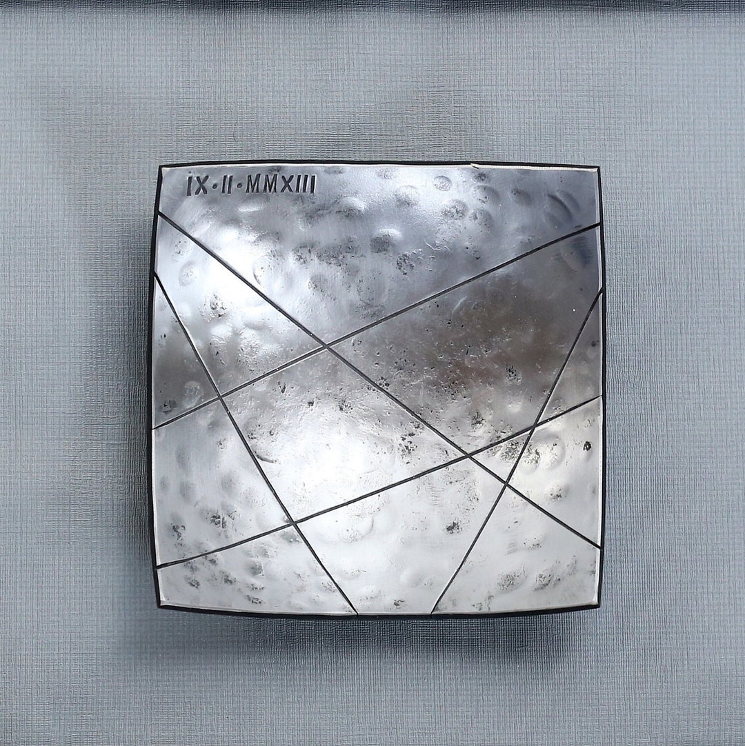 Steel Square Dish - 11th Anniversary Gift, Modern Geometric Minimal ...