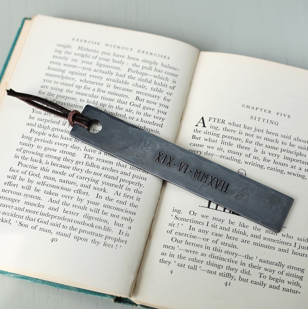 Personalized Iron 6th Anniversary Bookmark: Hand Forged With Leather ...