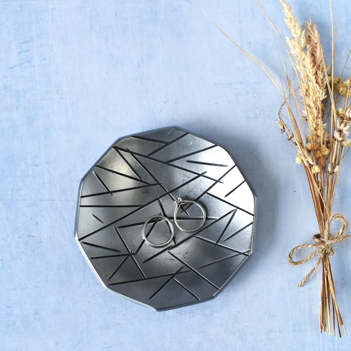 Hand Forged Metal Ring Dish: Decagon Geometry, Modernist Home Decor - Etsy