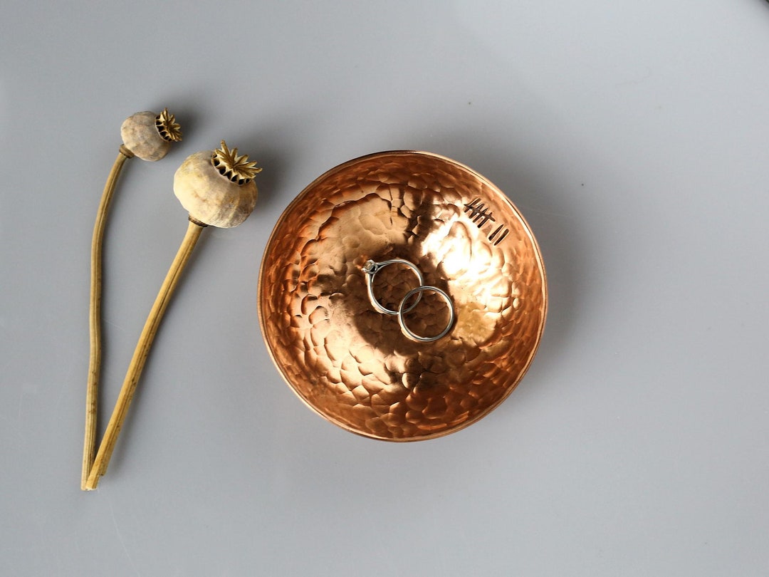 Copper Anniversary Ring Bowl - Tally Mark or Roman Numeral Design - Etsy
