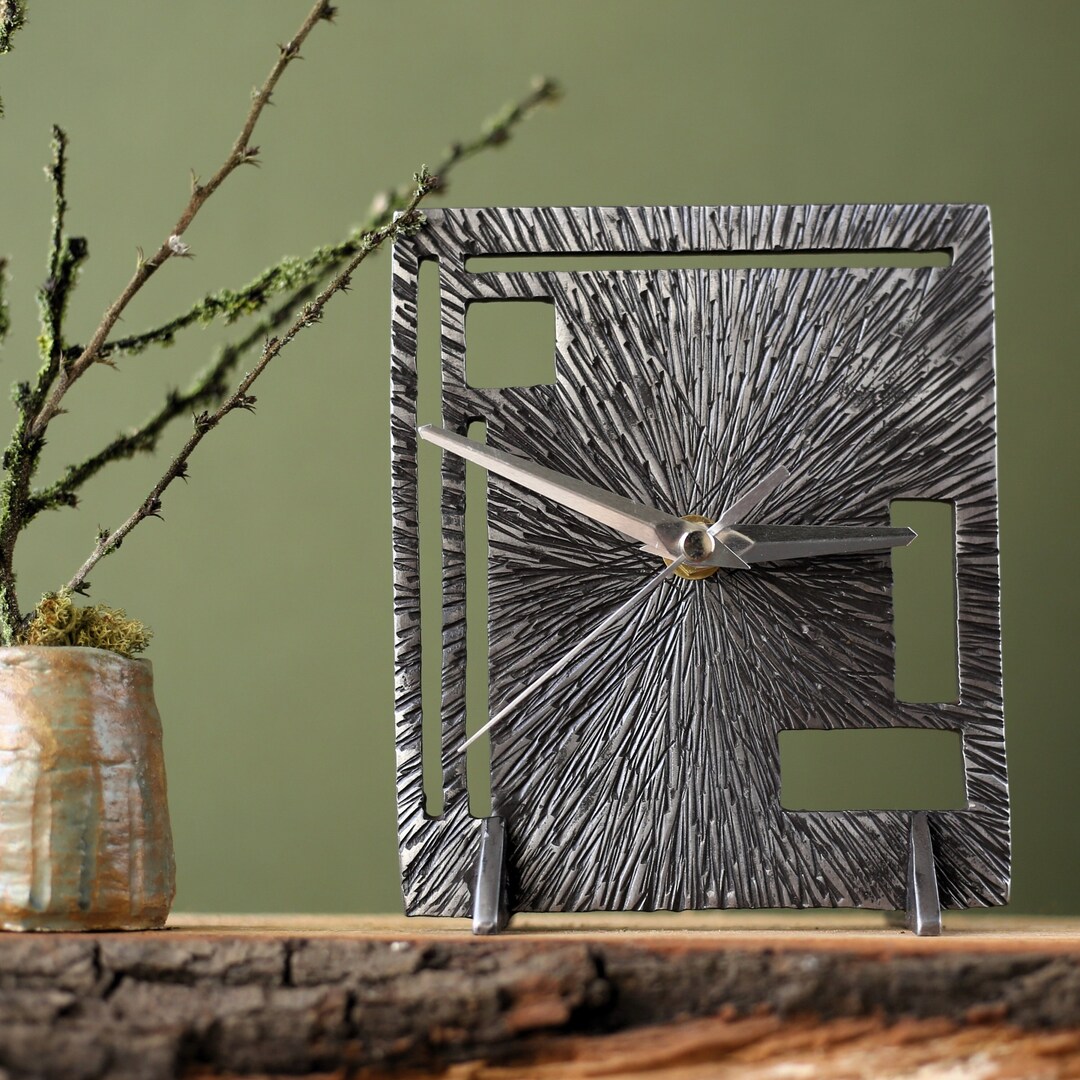 Handmade Steel Table Clock: Arts and Crafts Style Desk Timepiece - Etsy