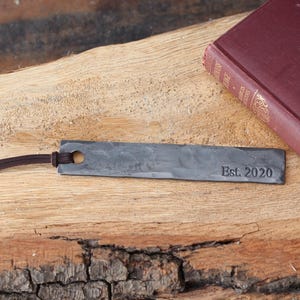 Hand Forged Iron Bookmark, 6th Anniversary Gift, Leather Tassel - Etsy