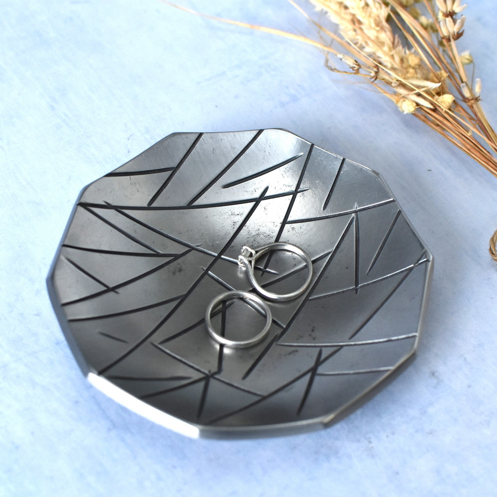 Hand Forged Metal Ring Dish: Decagon Geometry, Modernist Home Decor - Etsy
