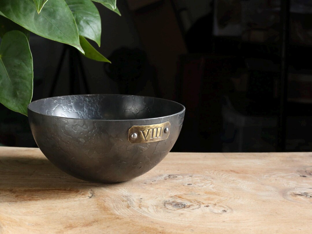 8th Anniversary Bronze Plaque Monk Bowl: Hand Forged Iron, Choice of ...