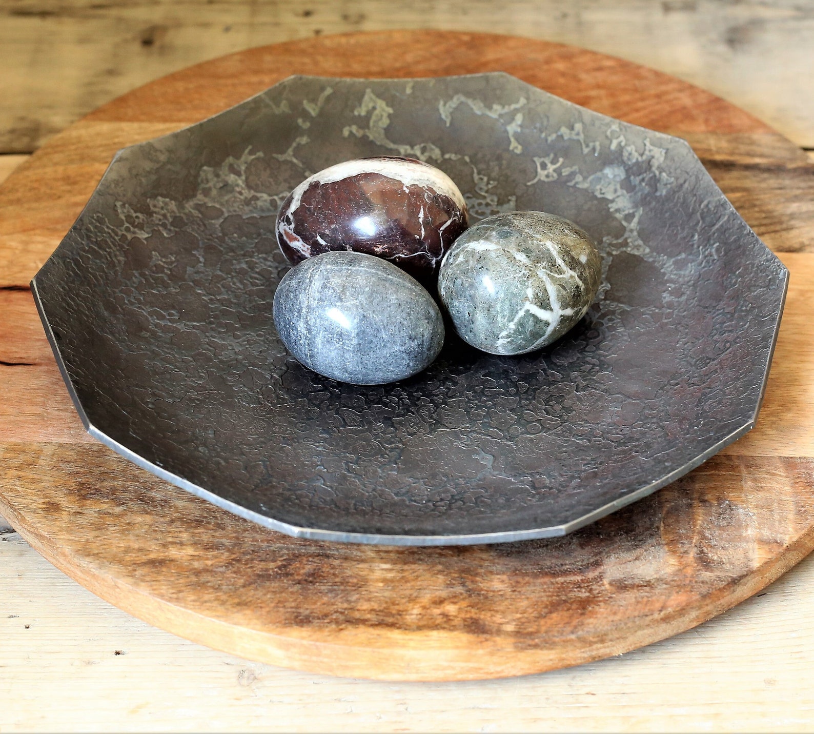 Forged Iron Ten-sided Decagon Personalized Dish, Hand Made Wedding Gift ...