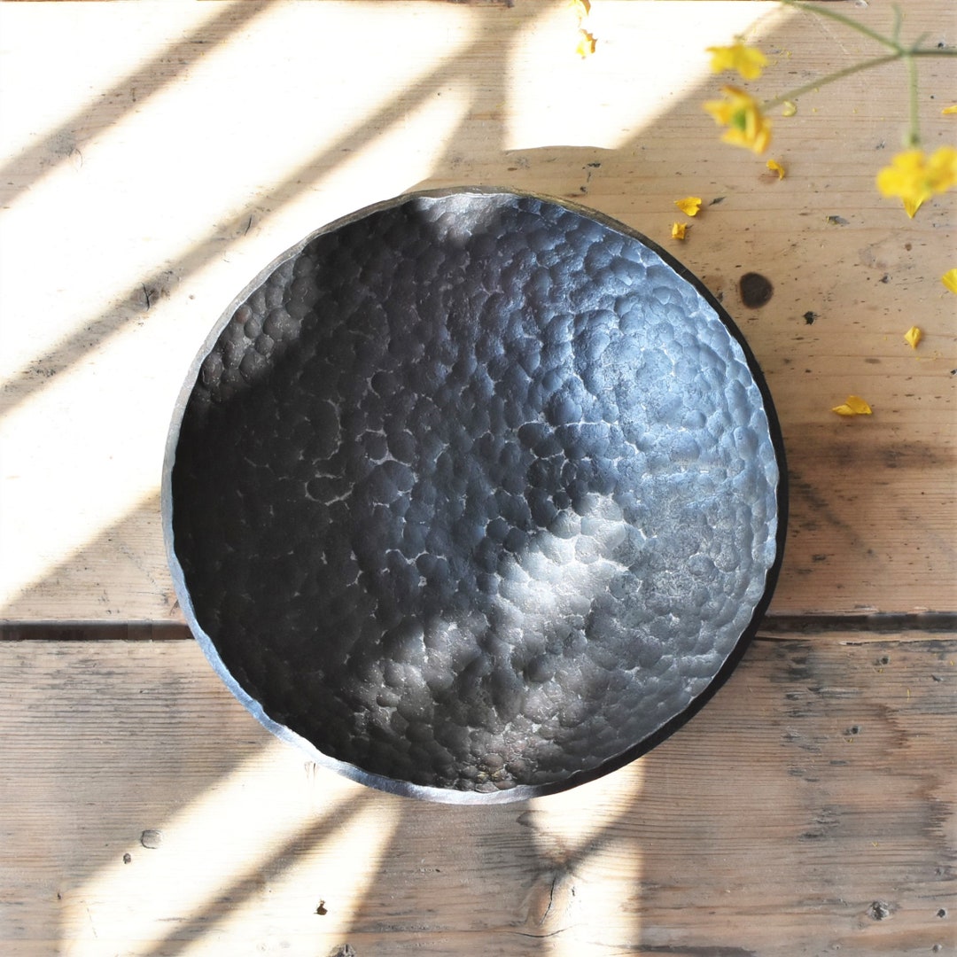 Textured Heavy Steel Dish 11th Anniversary Steel Gift Hand Forged Bowl ...