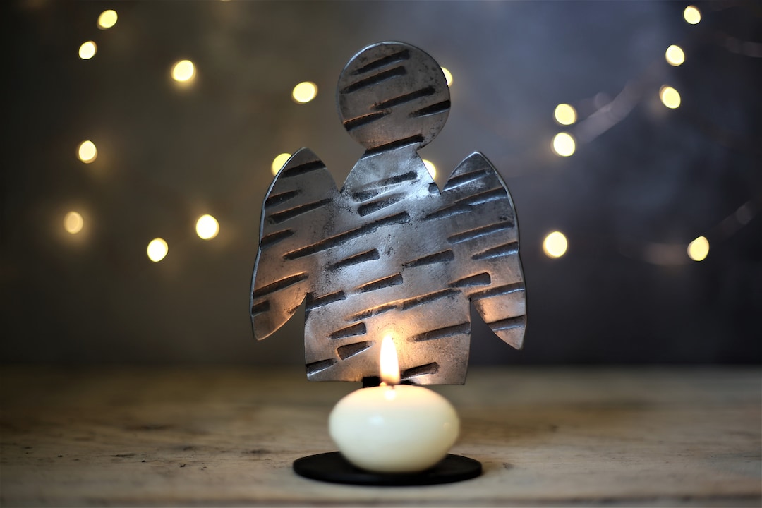 Two Guardian Angel Candle Holders, Tea Light Stand - Handmade Metal ...