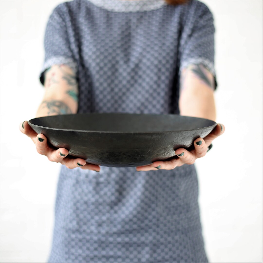 Hand Forged Steel Bowl: 12" Hammered Metal Centerpiece - Etsy