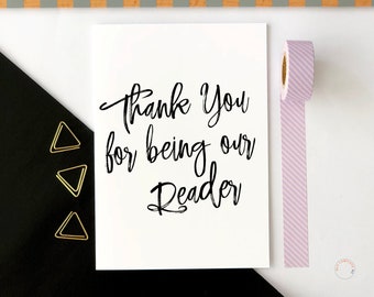 Thank You for Reading Card, Wedding Reader Thank You Card, Thank You ...
