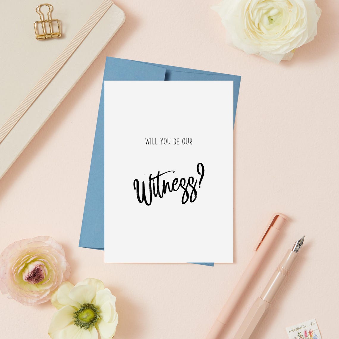 Will You Be Our Witness Card, Elegant Wedding Proposal - Etsy