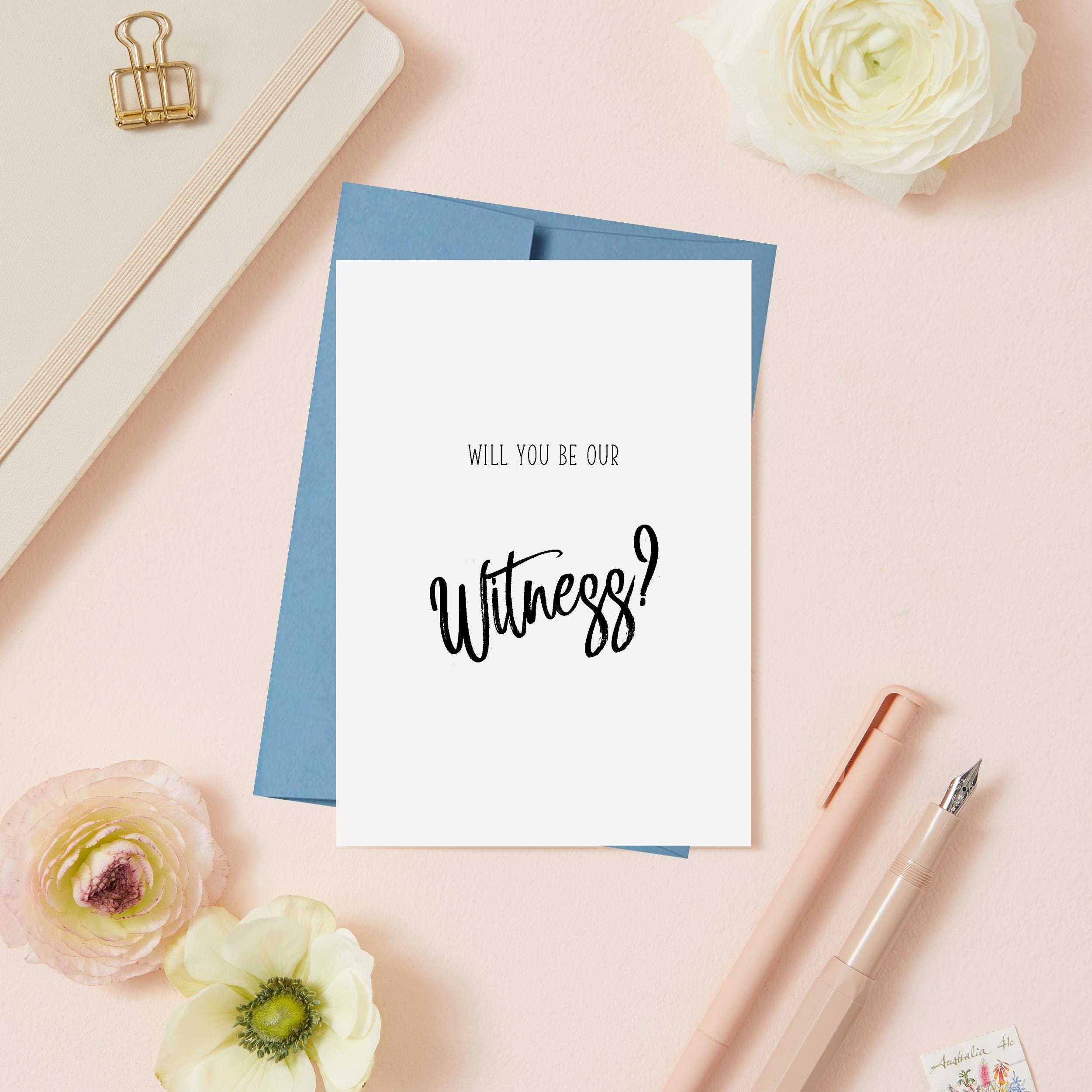 Will You Be Our Witness Card, Elegant Wedding Proposal - Etsy