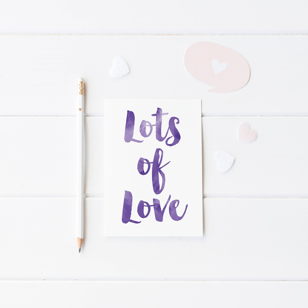 Lots of Love, Love Card, Watercolor Love Card, Card for Girlfriend ...