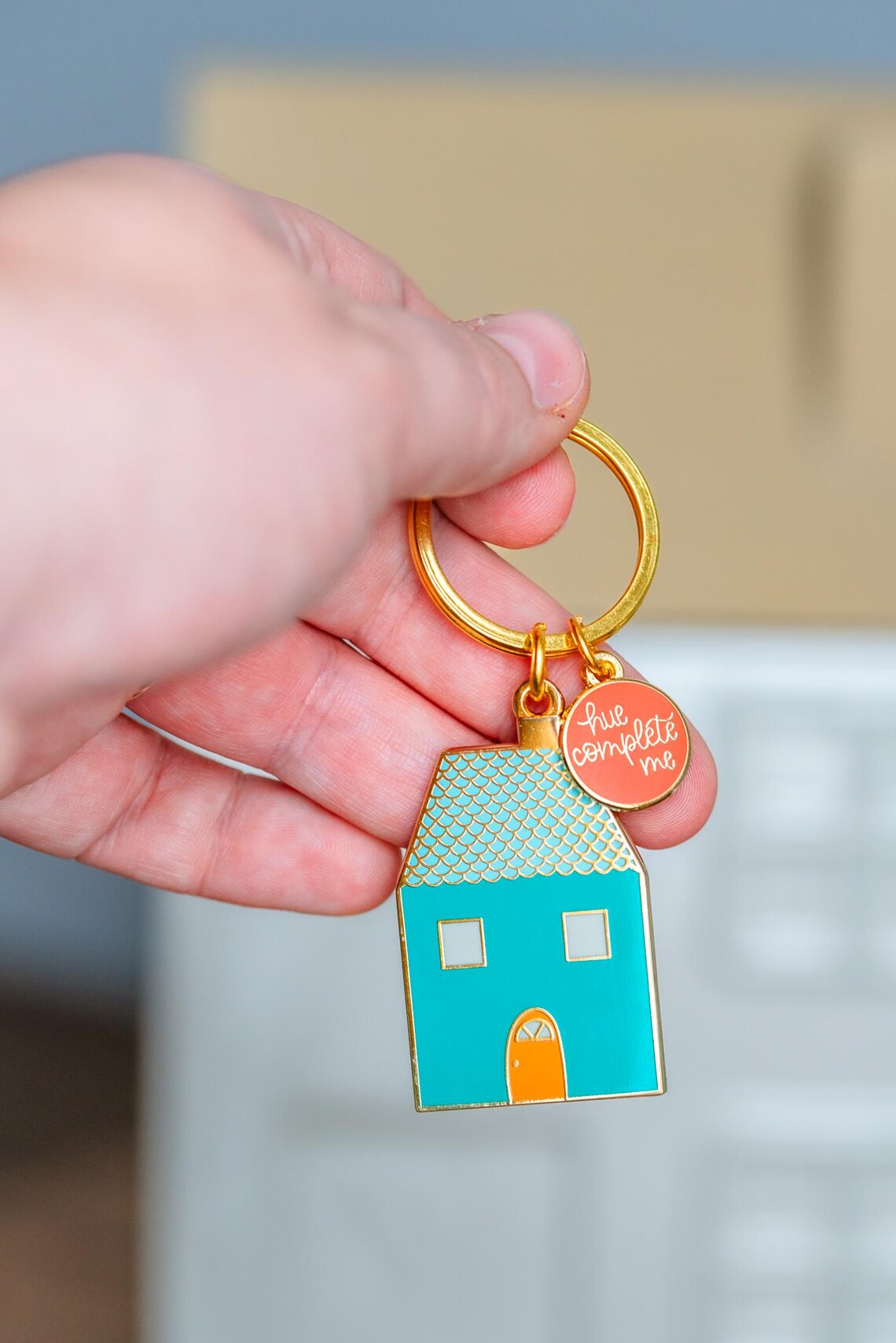 House Keychain Little Teal House Keyring House Keyring Accessories for ...