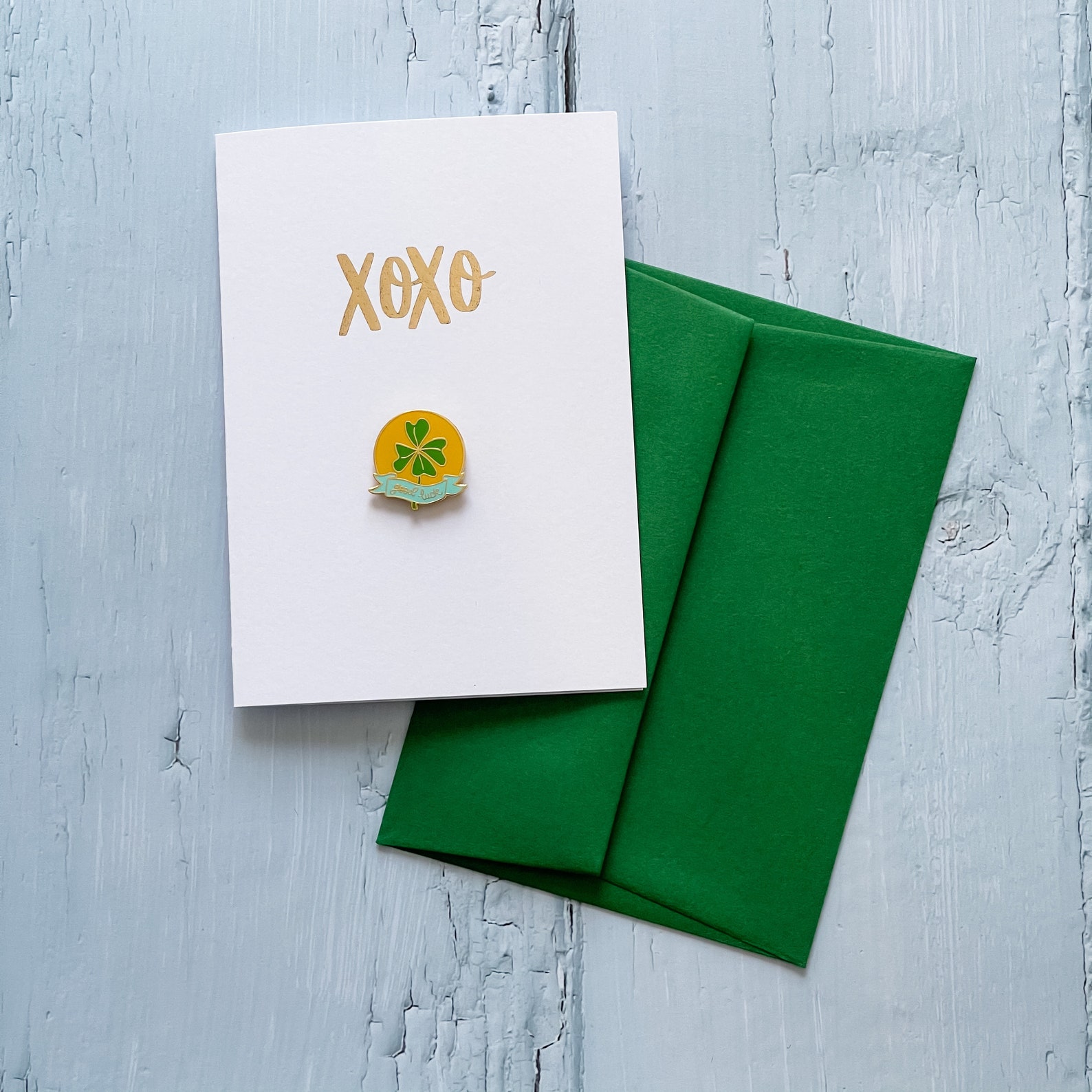 Customisable Greeting Card With Enamel Pin – Choose Your Message, Gold ...