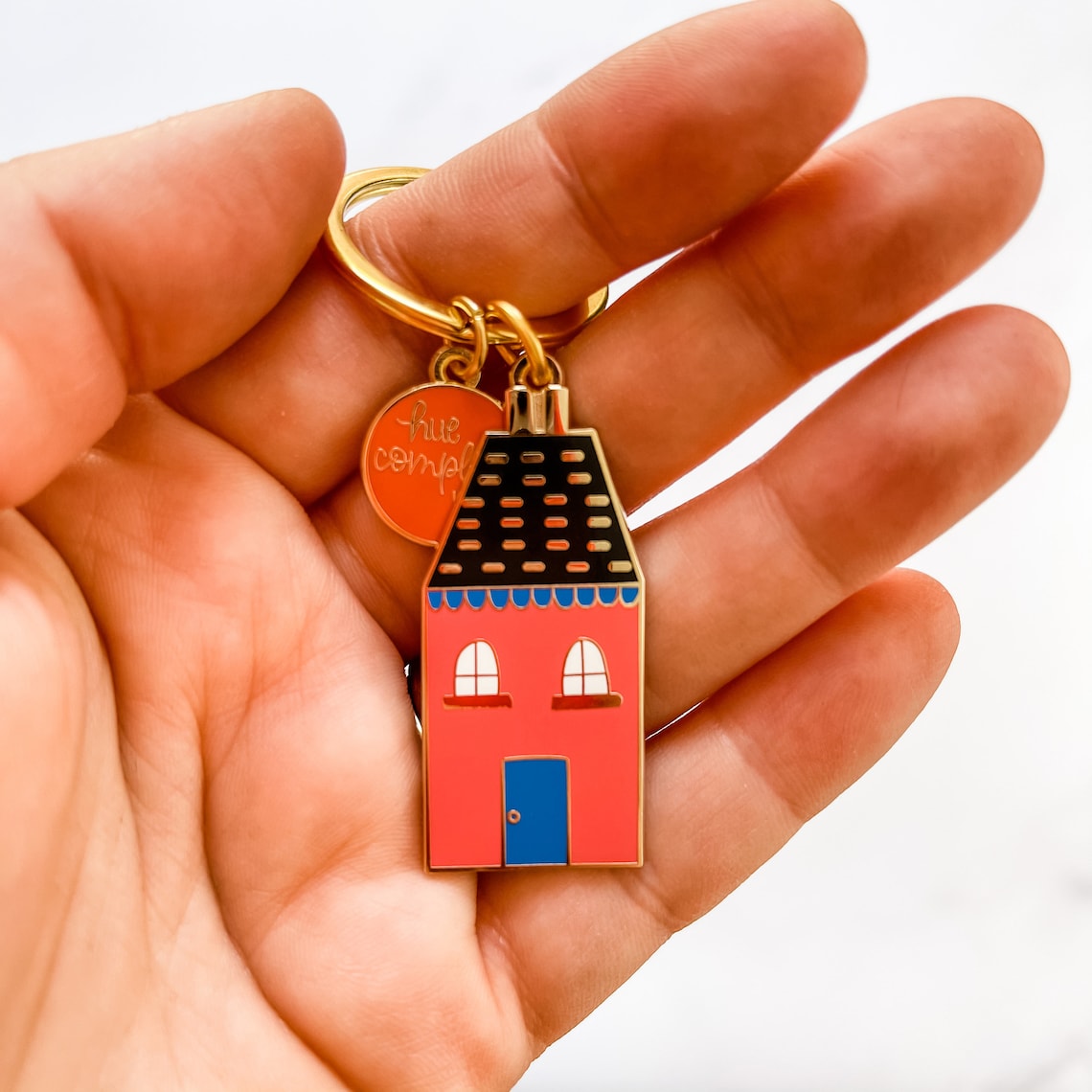 House Keychain Little Pink House Keyring House Keyring Gold - Etsy