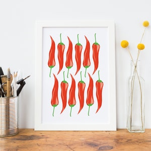Chili Pepper Art Print Kitchen Print Kitchen Decor Pepper Wall Art ...