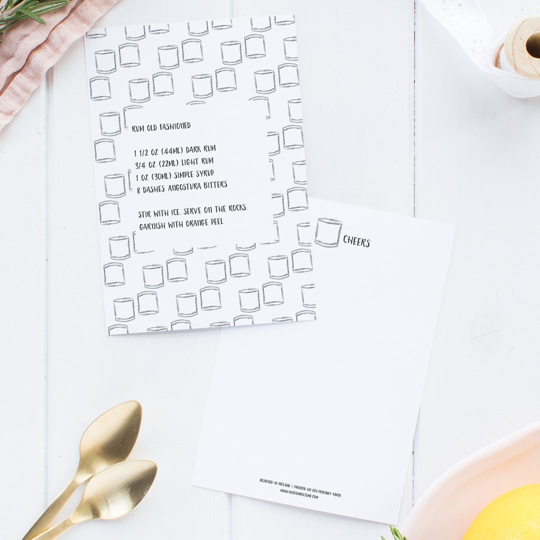 Old Fashioned Cocktail Old Fashioned Cocktail Recipe Card for Him 21st ...