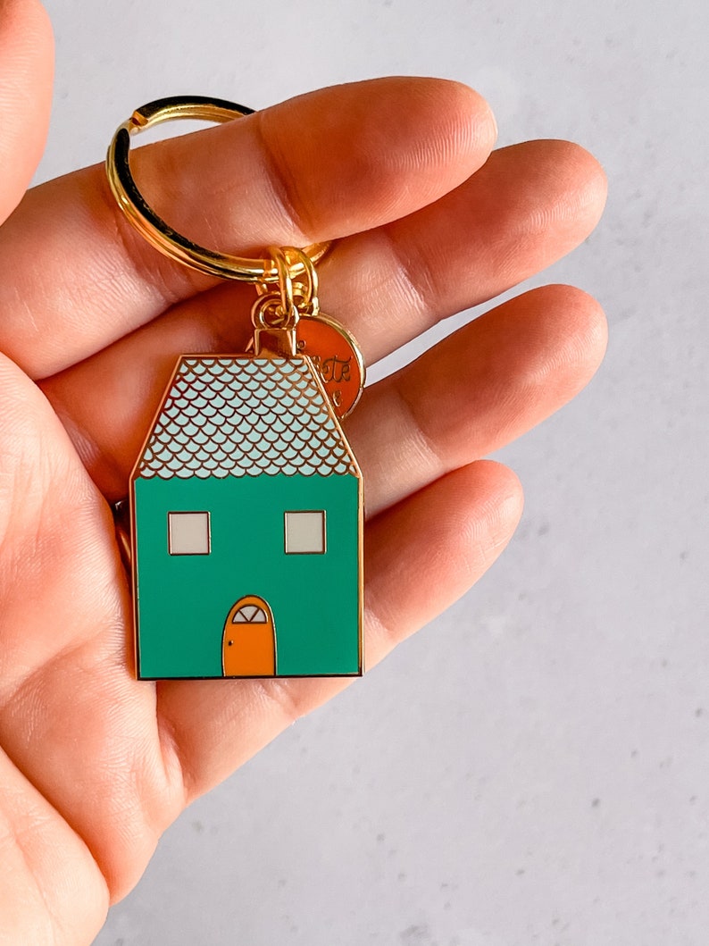 House Keychain Little Teal House Keyring House Keyring Accessories for ...