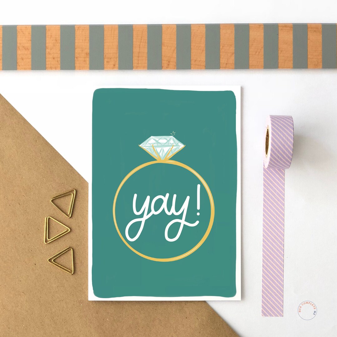 Yay Ring Card Engagement Card Wedding Card Bridal Shower Card Newly Engaged Card Funny ...
