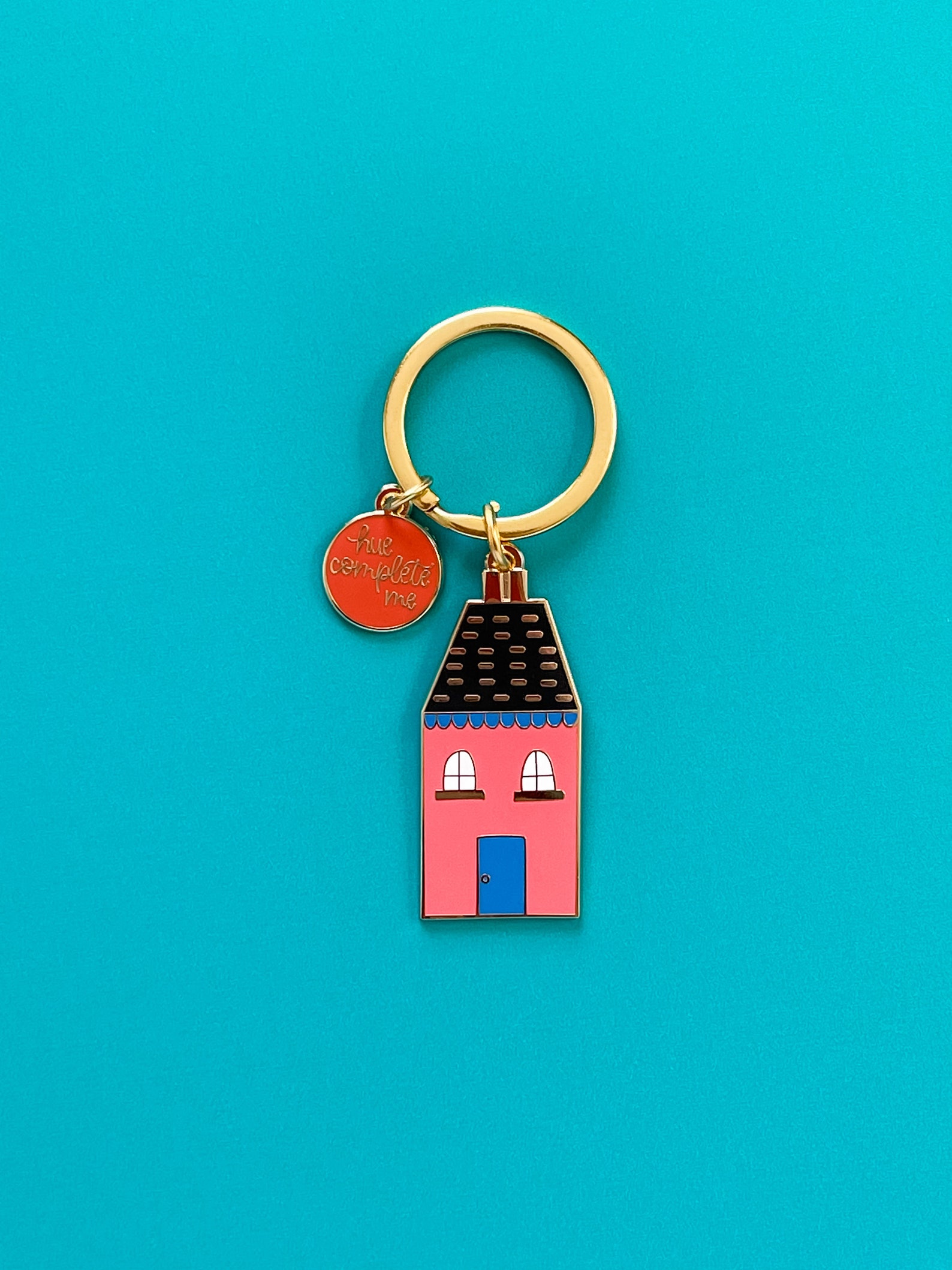 House Keychain Little Pink House Keyring House Keyring Gold - Etsy