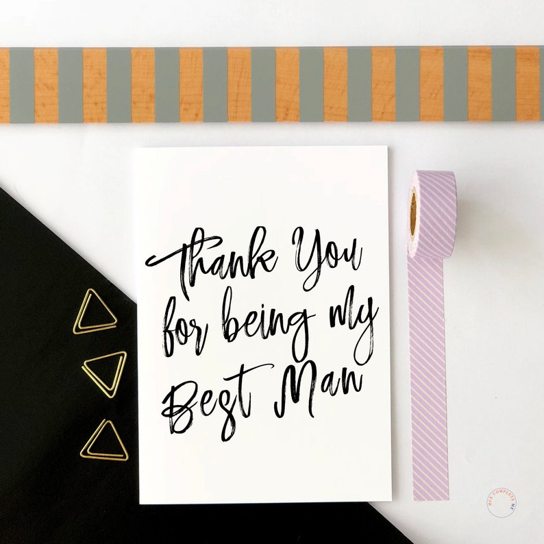 Thank You for Being My Best Man Best Man Thank You Card Thank You to My ...