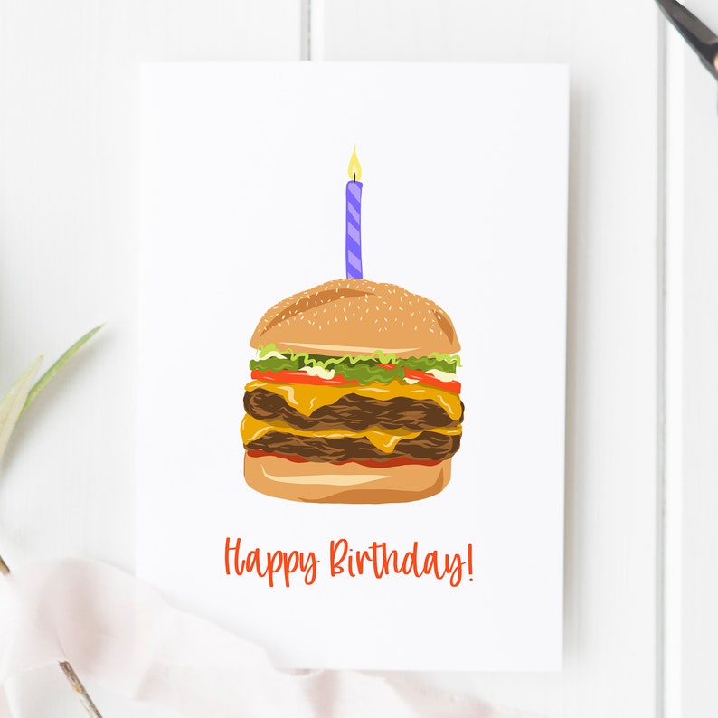 Happy Birthday Burger Card Foodie Birthday Card Birthday Card | Etsy