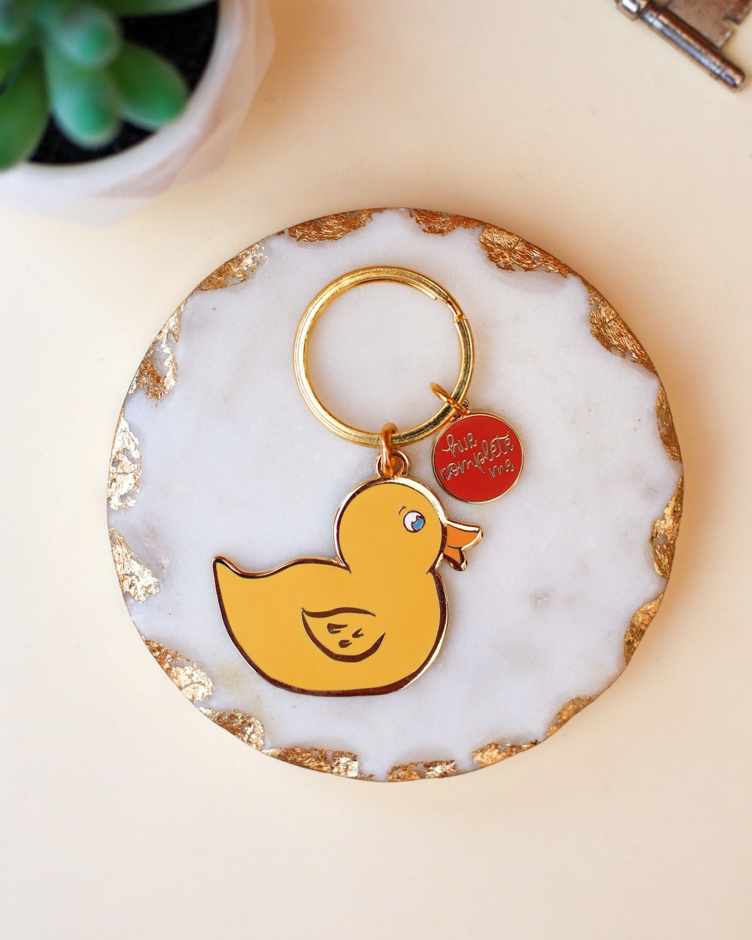 Duck Keychain Rubber Ducky Enamel Keyring Yellow Duck Keychain Hard ...