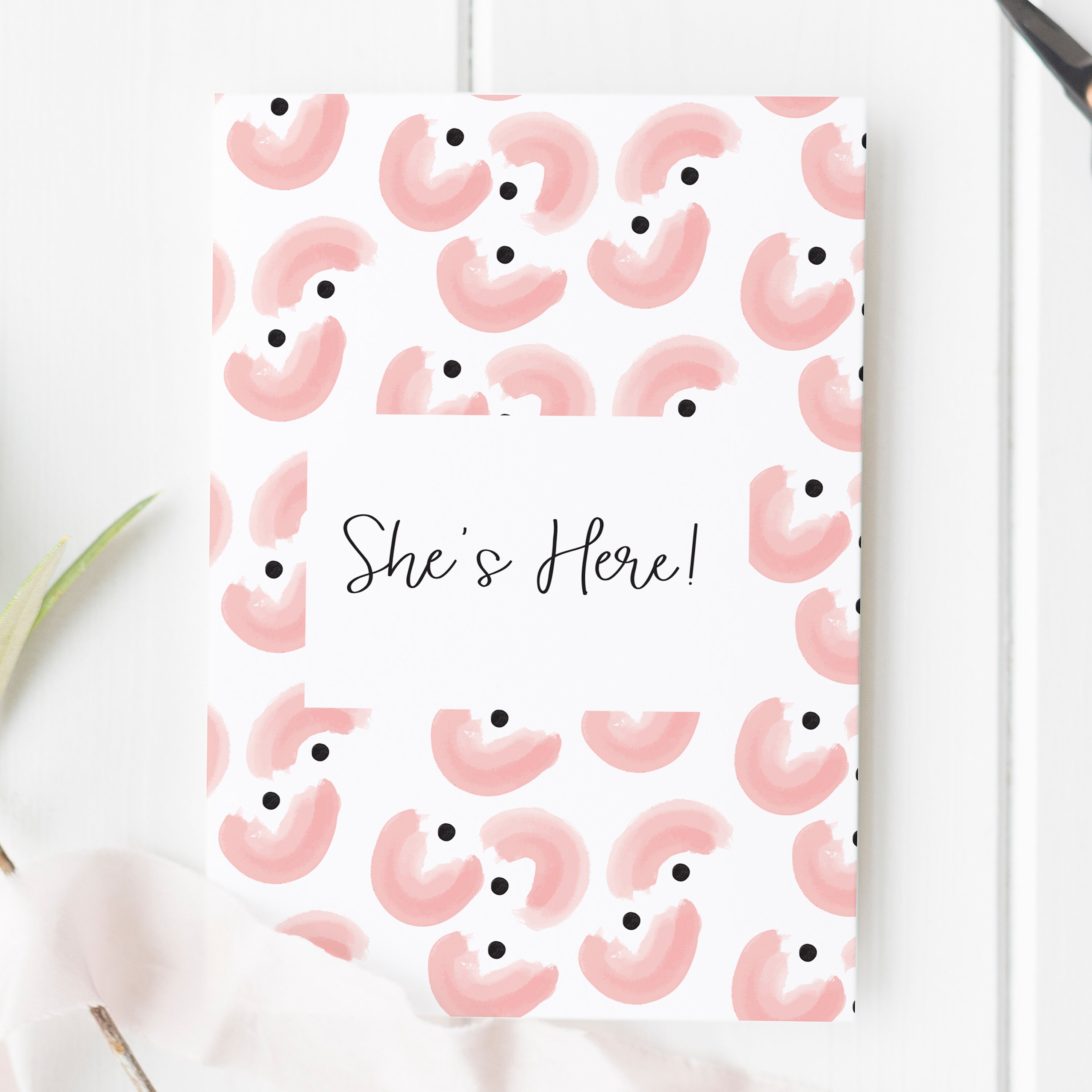 She's Here Baby Girl Card New Baby Girl Card New Baby | Etsy