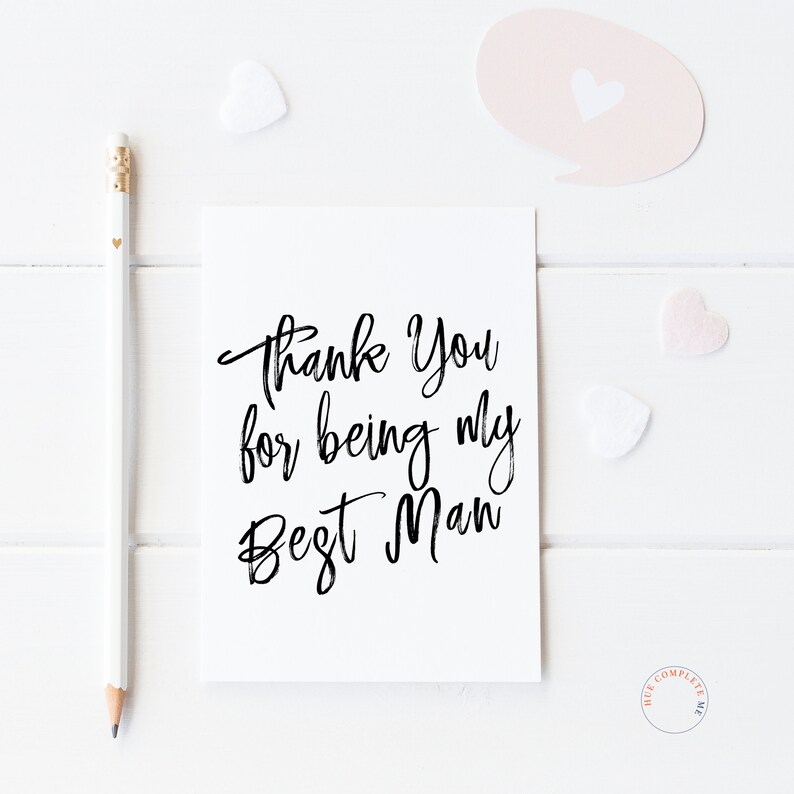 Thank You for Being My Best Man Best Man Thank You Card Thank You to My ...